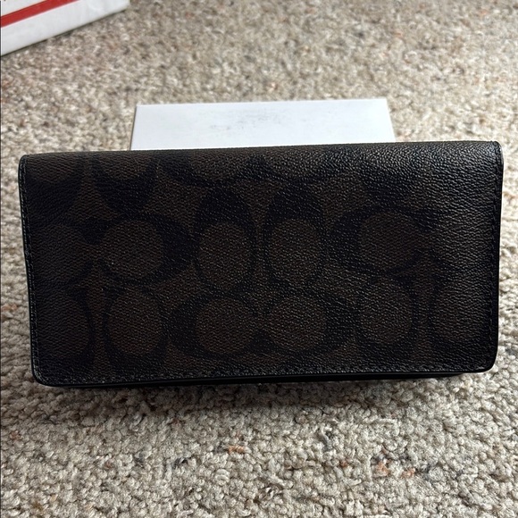 Coach | Bags | Coach Black Brown Signature Checkbook Cover | Poshmark